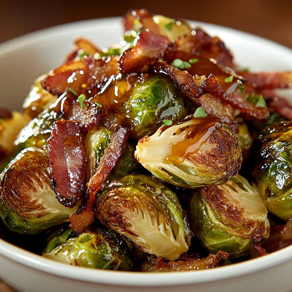 Honey-Glazed Roasted Brussels Sprouts with Turkey Bacon